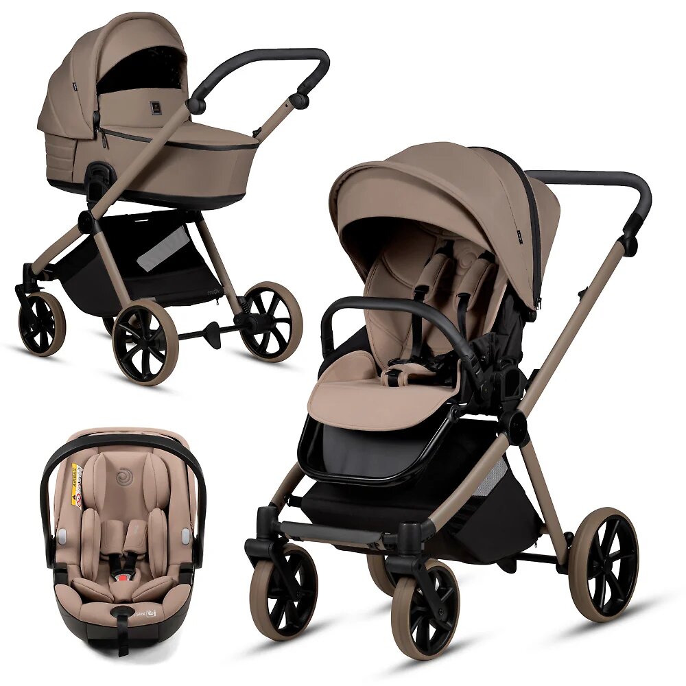 Детская коляска 3в1 Tutis Mio 3+, Elo Lux Edu Sky, цвет Deep Taupe (Бежевый)