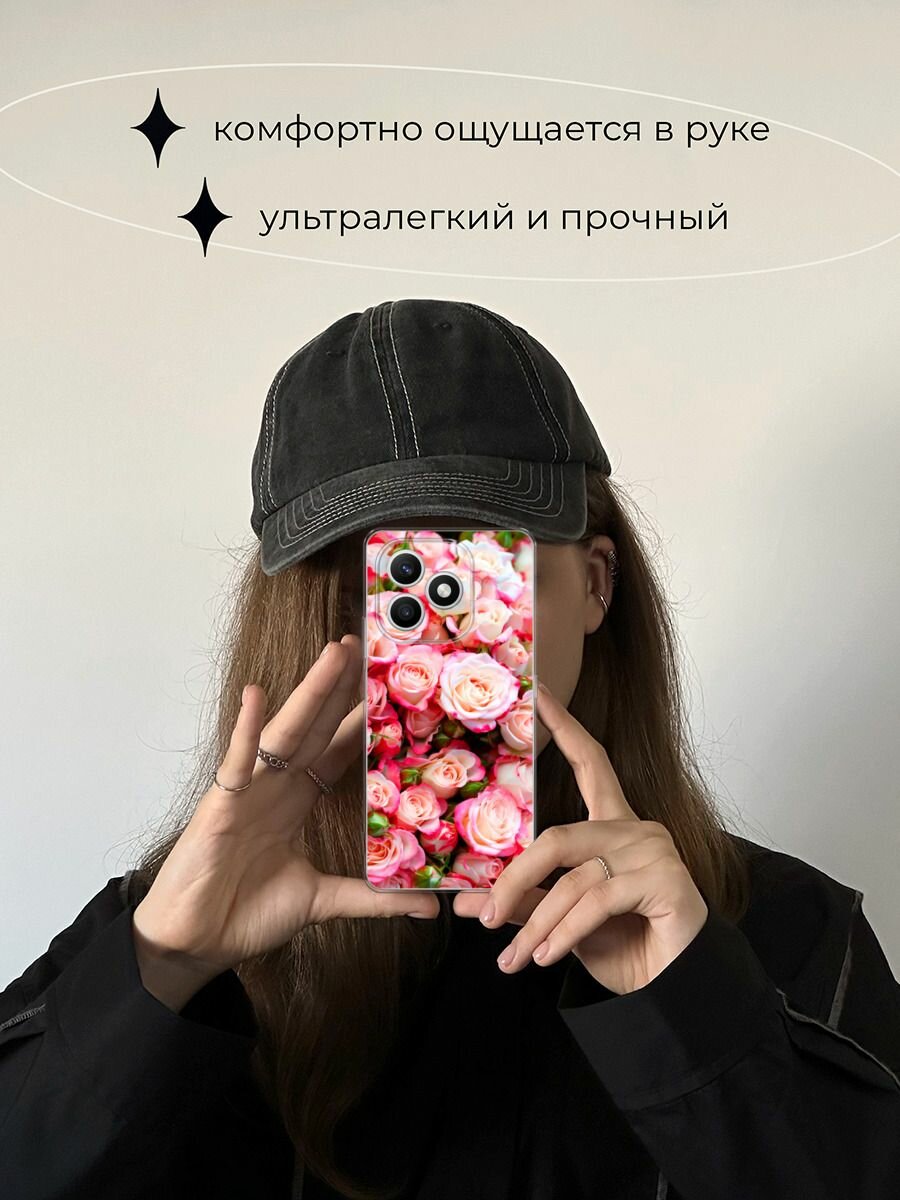 Силиконовый чехол на Honor X8d / Хонор X8d с принтом Много роз — фото 1
