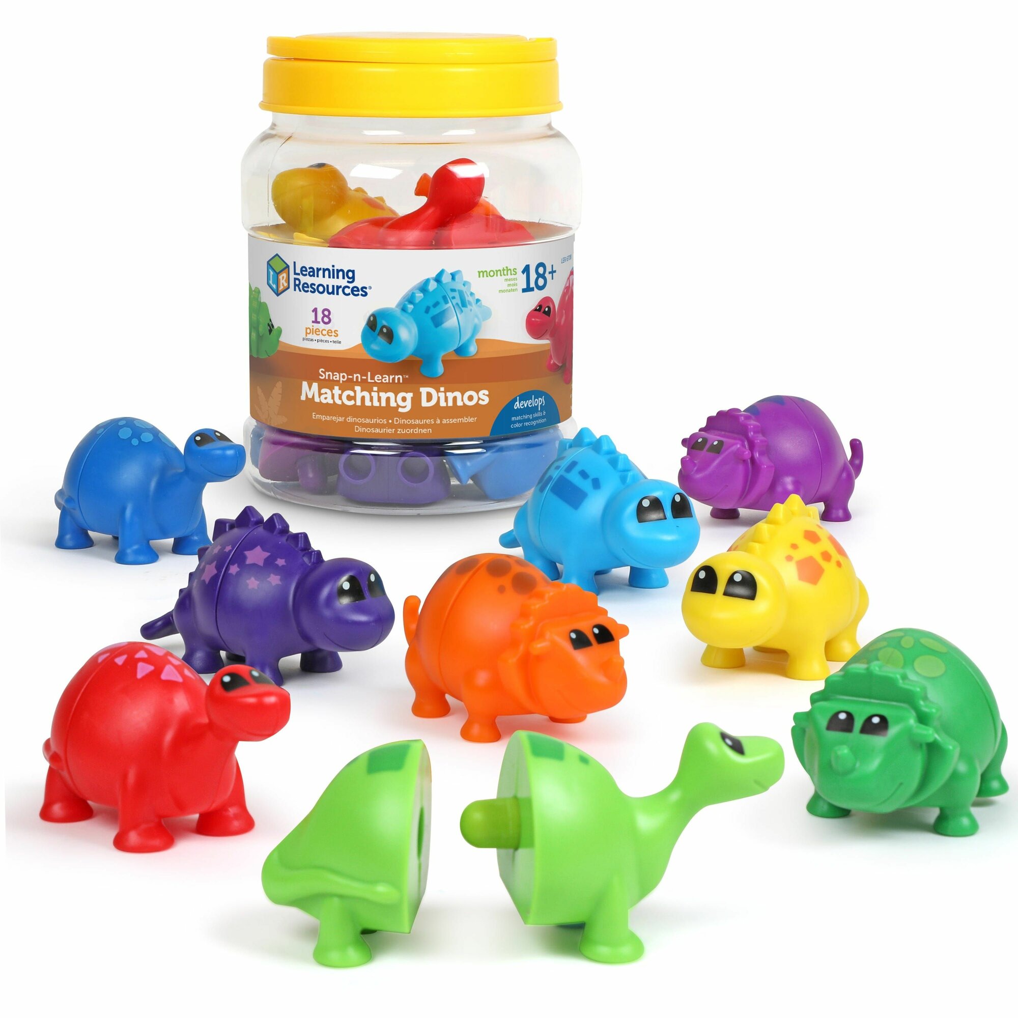 Развивающая игрушка Learning Resources - Набор для изучения цветов и форм Matching Dinos, 18 эл. - LER6708