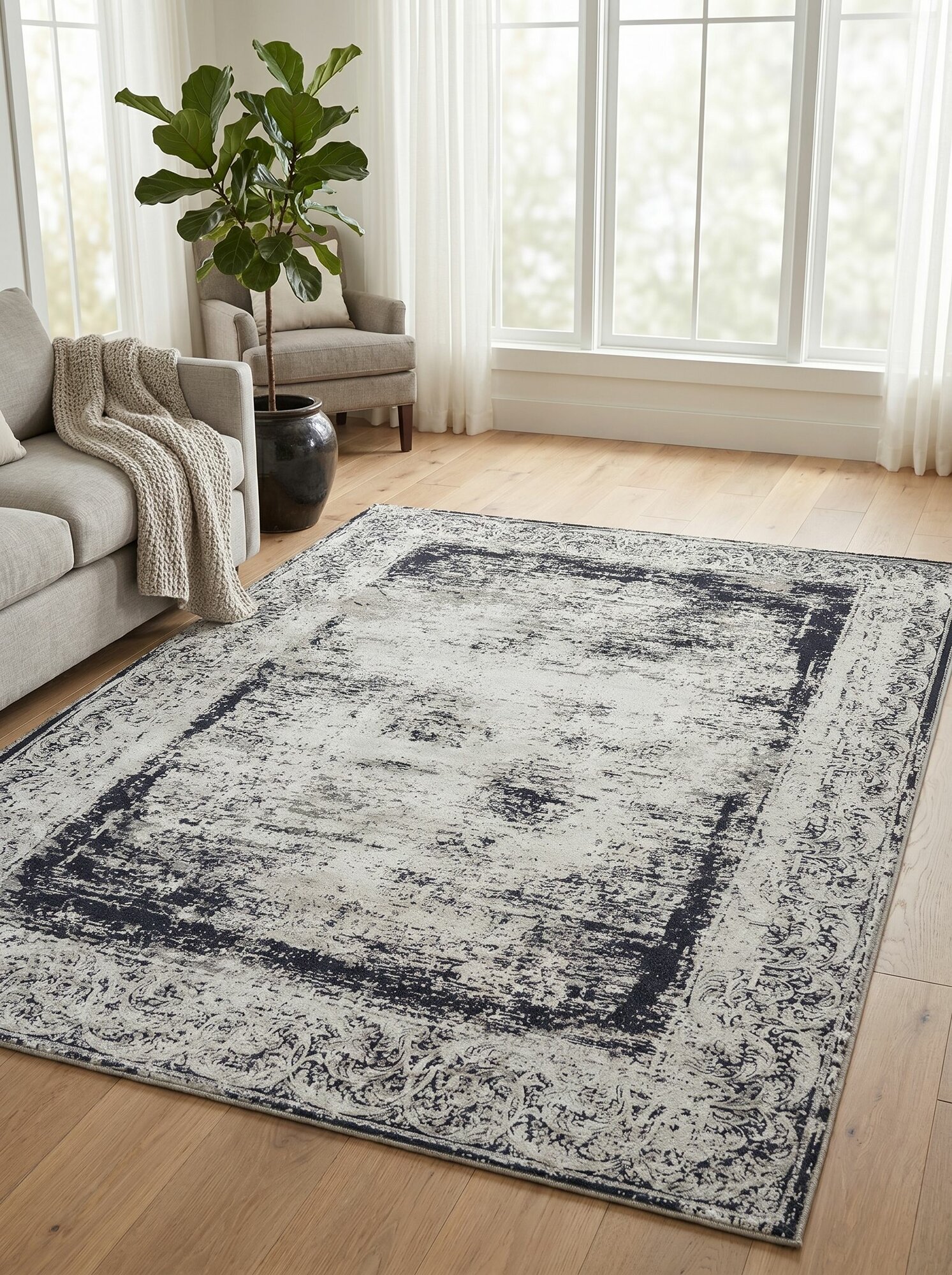 Ковер Moon Carpet 150х200 см с низким ворсом, для гостиной, детской и кухни