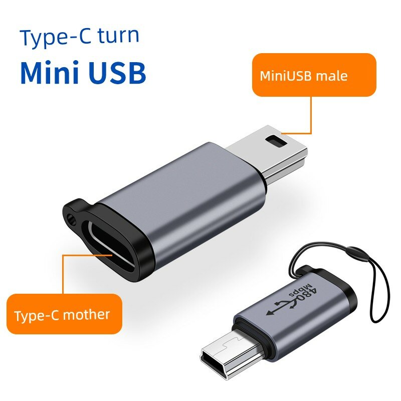 Адаптер Mini USB Male (T-Тип) к Type-C Female для Android и iPhone - универсальный конвертер кабеля 10 см