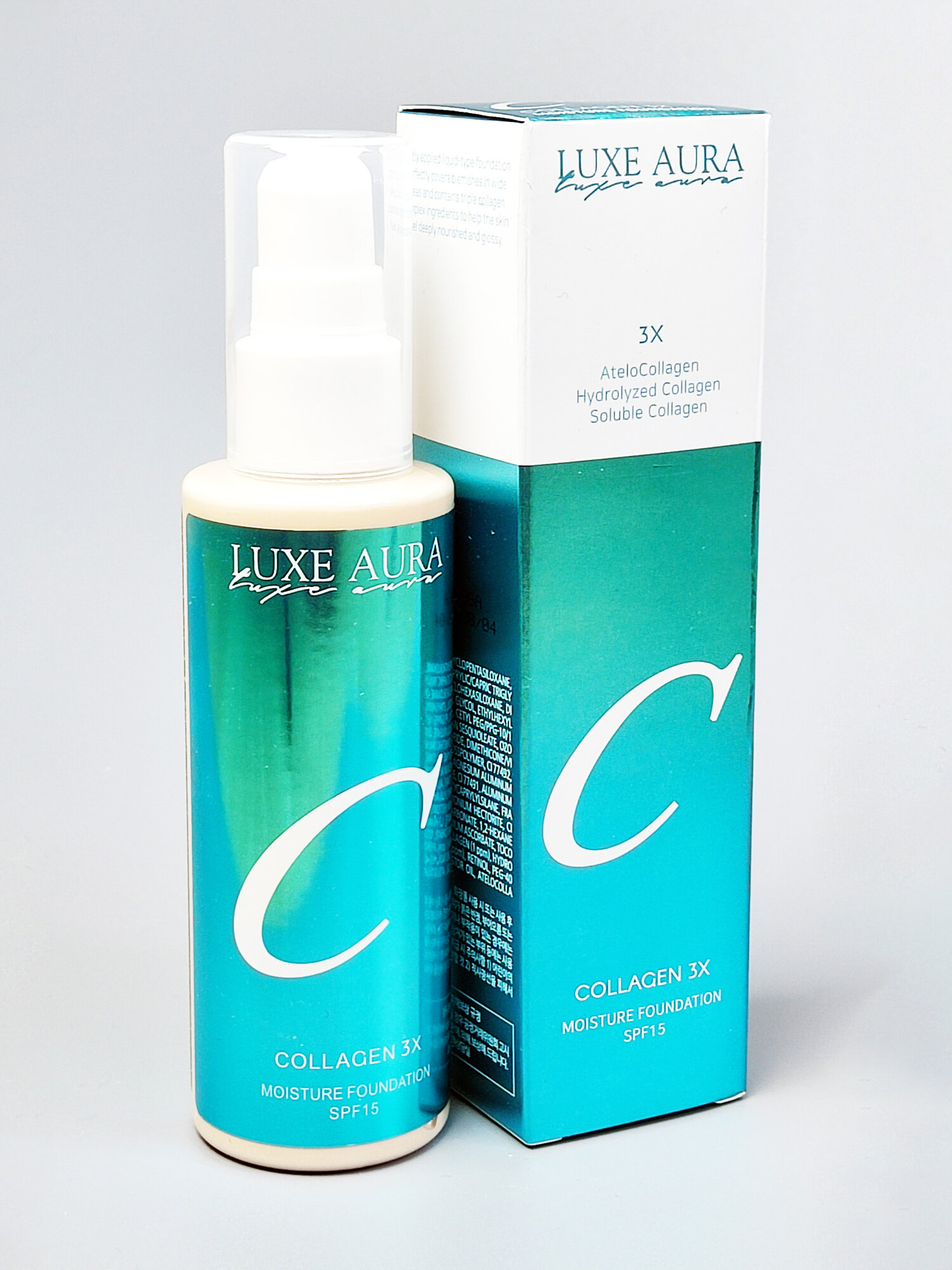 Увлажняющий тональный крем LUXE AURA COLLAGEN 3X. Тон 13 светло-бежевый. SPF 15, 100 мл