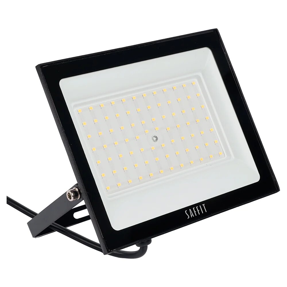 Светодиодный прожектор SAFFIT SFL90-100 IP65 100W 6400K черный 55068, алюминиевый корпус, холодный белый свет