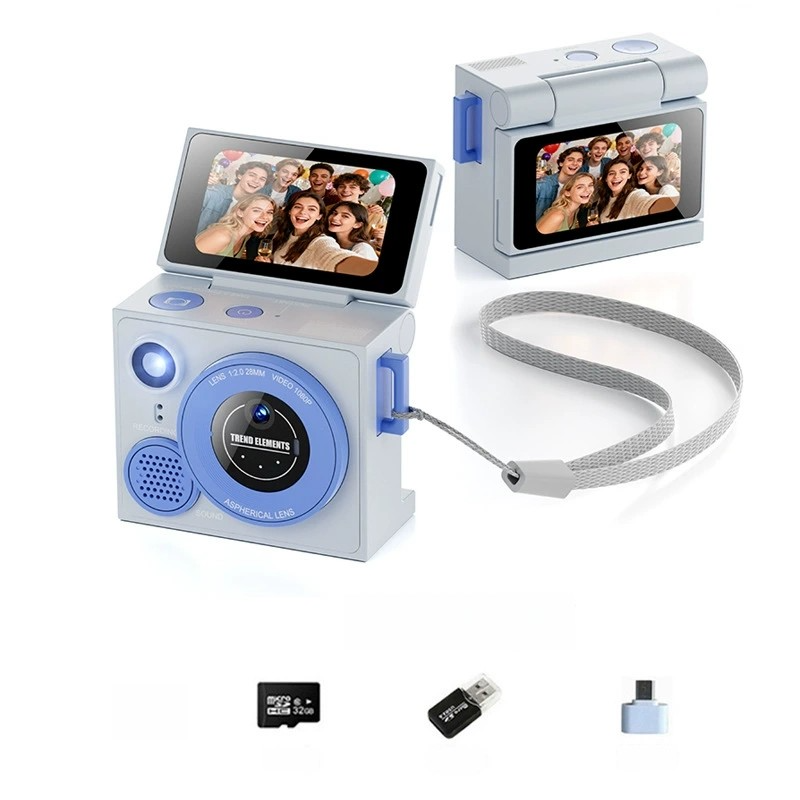 Мини-камера G13 1080P HD с поворотным дисплеем, 21 эффект, подсветка, камера-брелок для Vlog и селфи (32 ГБ)