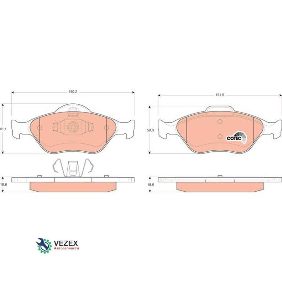 ZF RUSSIA GDB1419ZFR колодки дисковые! передние\ Ford Fiesta 1.3-1.6/1.4TDCi/1.8Di 00>