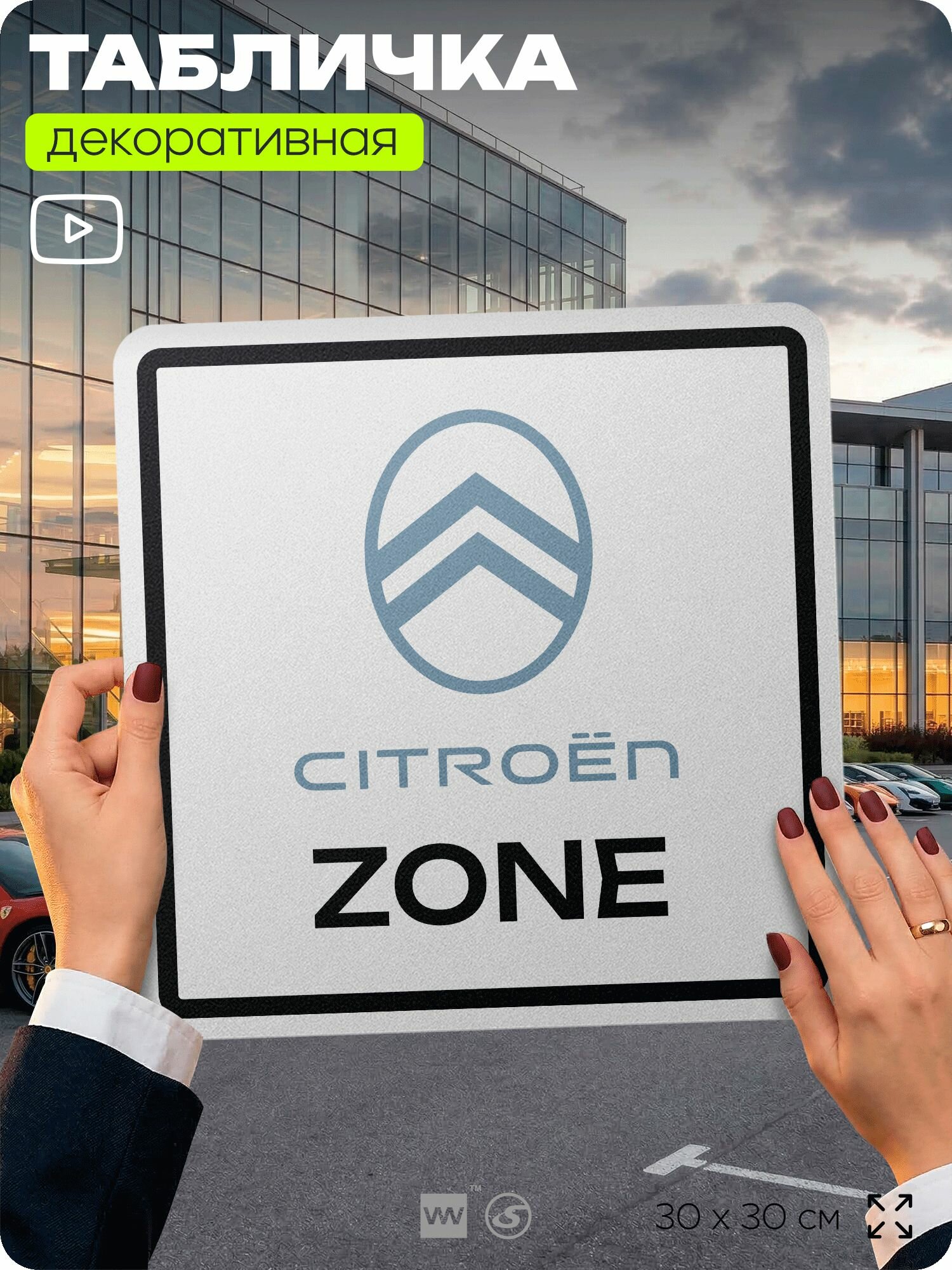 Табличка в гараж "CITROEN ZONE", декоративная прикольная на дверь и стену, 30х30 см, Айдентика Технолоджи