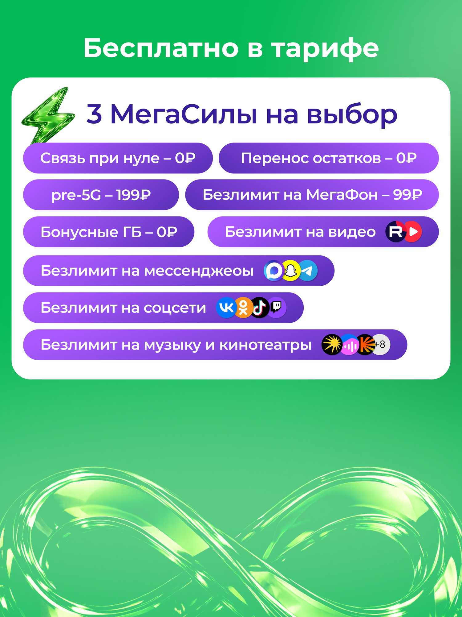 Выгодный тариф от МегаФон c безлимитным интернетом + 1050 минут за 300 руб в месяц — фото 1