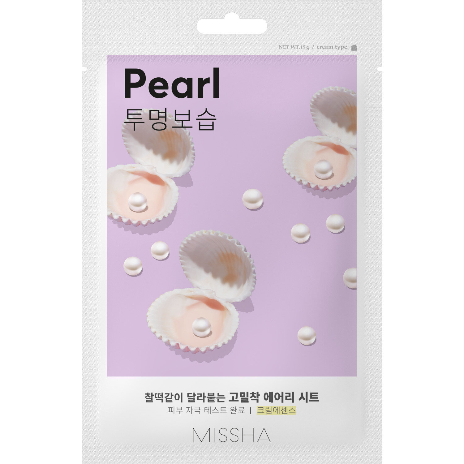 Маска для лица с экстрактом жемчуга придающая сияние тусклой коже MISSHA Airy Fit sheet mask Pearl 19 г, 1 шт, MISSHA, MS201594