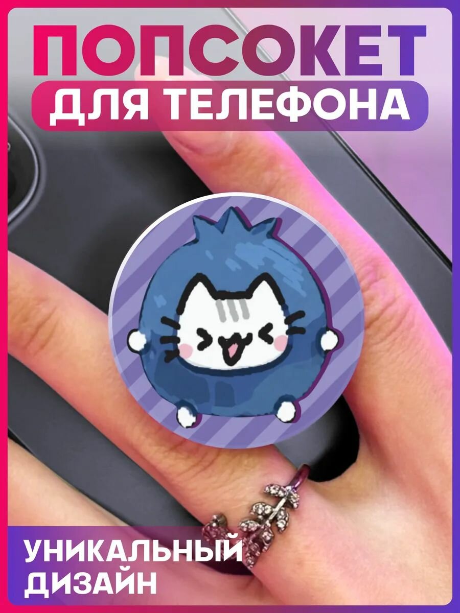 Попсокет для телефона Кот черника
