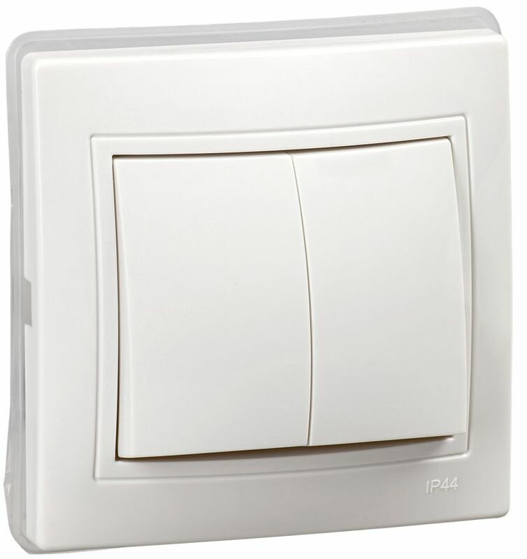 Выключатель 2-кл. СП Кварта ВС10-2-0-КБ-44 10А IP44 бел. GENERICA KV-V20-10-44-K01