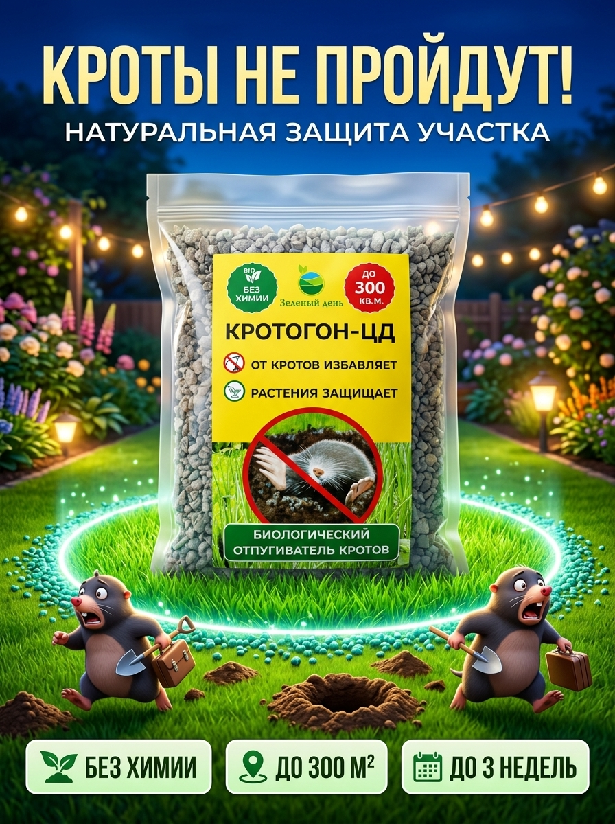 Средство от кротов и землероек на участке и даче Кротогон 300 мл (250 гр)