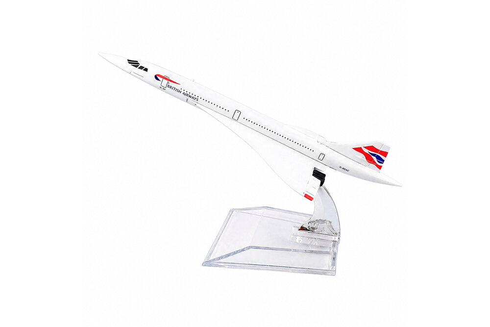 Concorde british airways / конкорд бритиш эйрвейс сверхзвуковой пассажирский лайнер, на подставке (длина 16СМ)