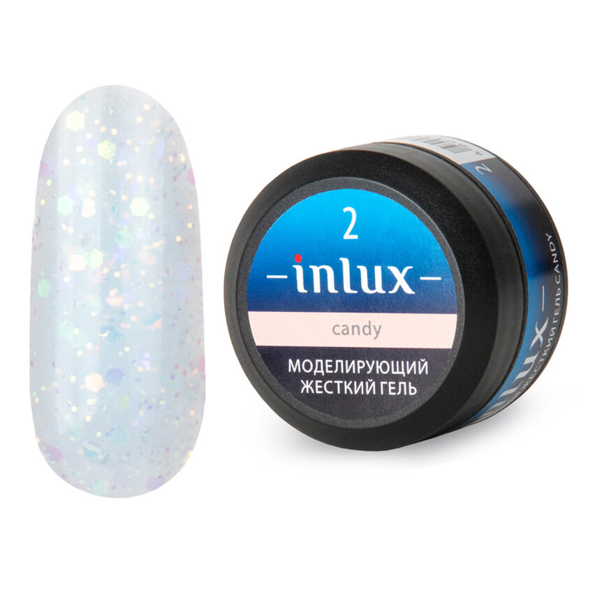 INLUX, Жесткий гель для наращивания CANDY № 2, 15 мл