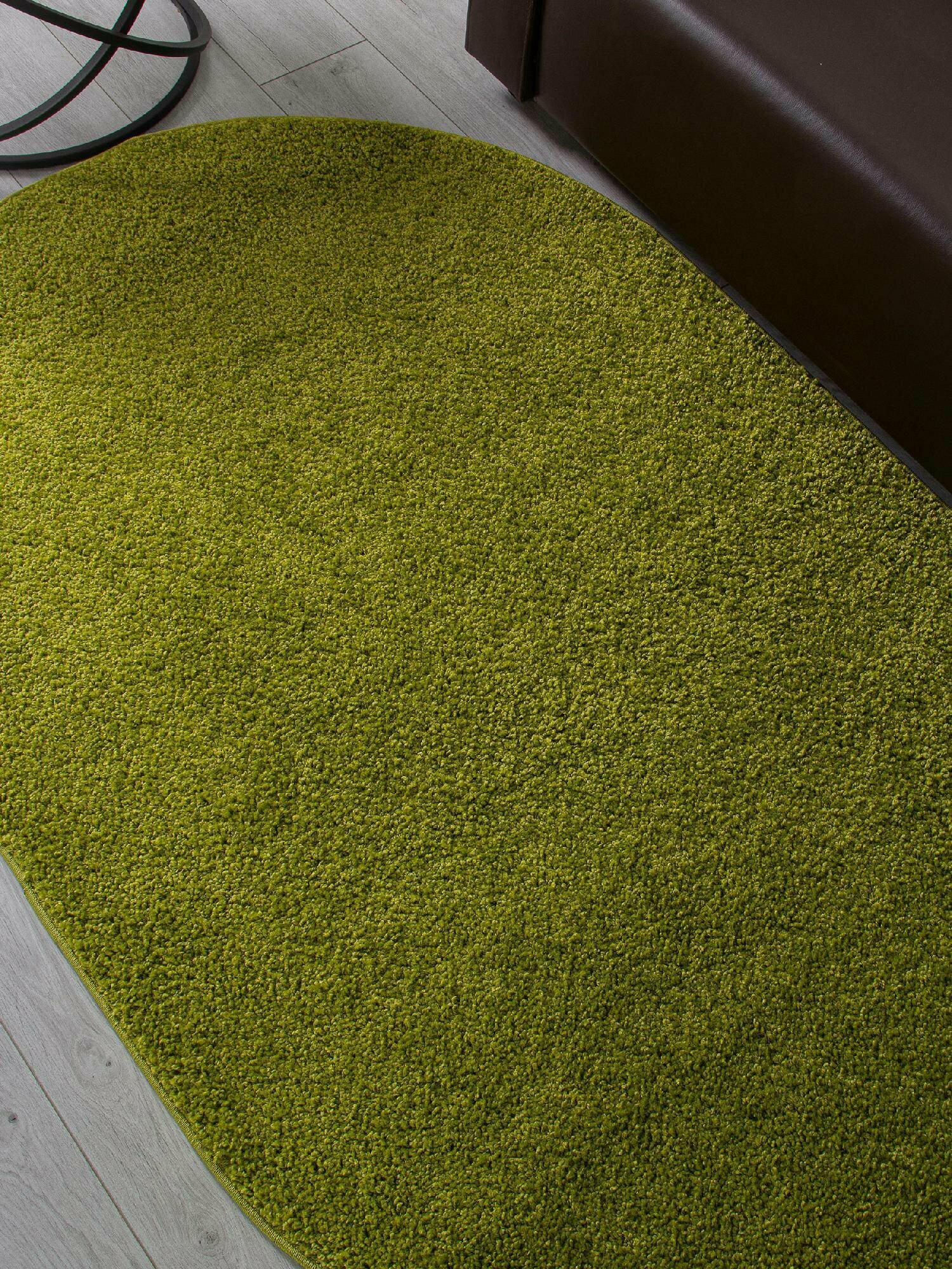 Ковер Овальный на пол в спальню в гостиную 100х200 см однотонный ворс 18 мм шегги 406022 Kover-Russia