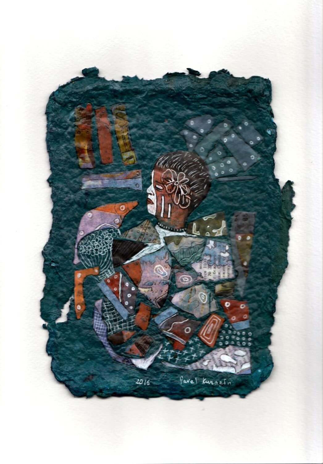 Авторский коллаж и рисунок акрилом на handmade бумаге Критический выбор/ Critical choice (2016). Единственный экземпляр. Художник Павел Курагин. Формат А4. 21х29,7 см