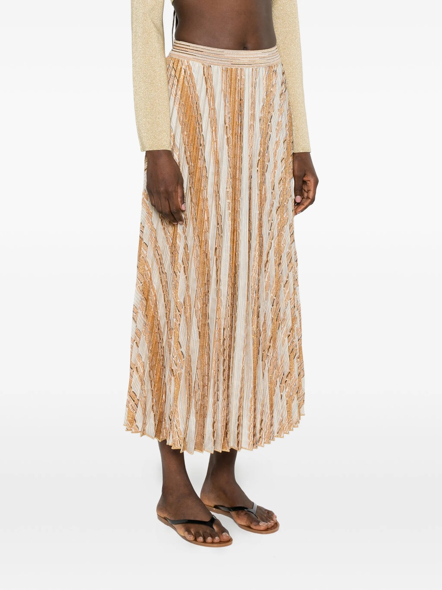 Юбка Missoni Zigzag-knit pleated midi skirt, размер 40 — фото 1