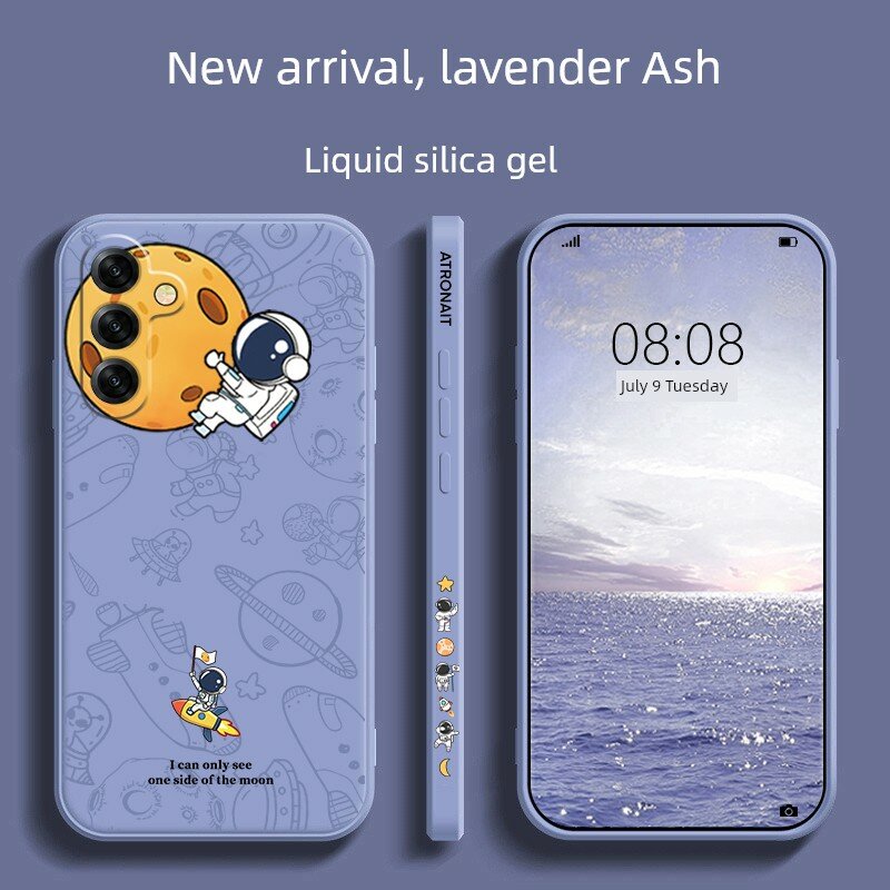 Силиконовый чехол для Samsung Galaxy S24+ с рисунком граффити объятие планета, лавандово-серый, в комплекте защитная