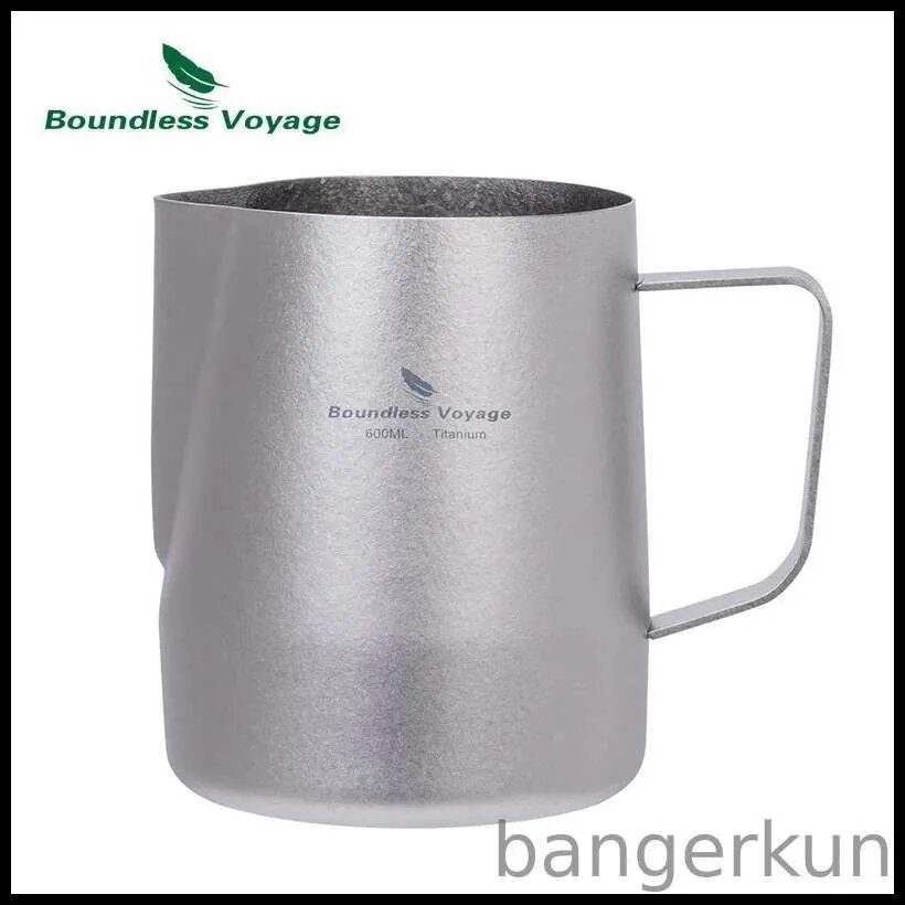 Титановый Питчер Boundless Voyage Ti3239D 600 Мл - Питчер Для Кофе И Латте-арта Из TA1 Титана С Эргономичной Ручкой