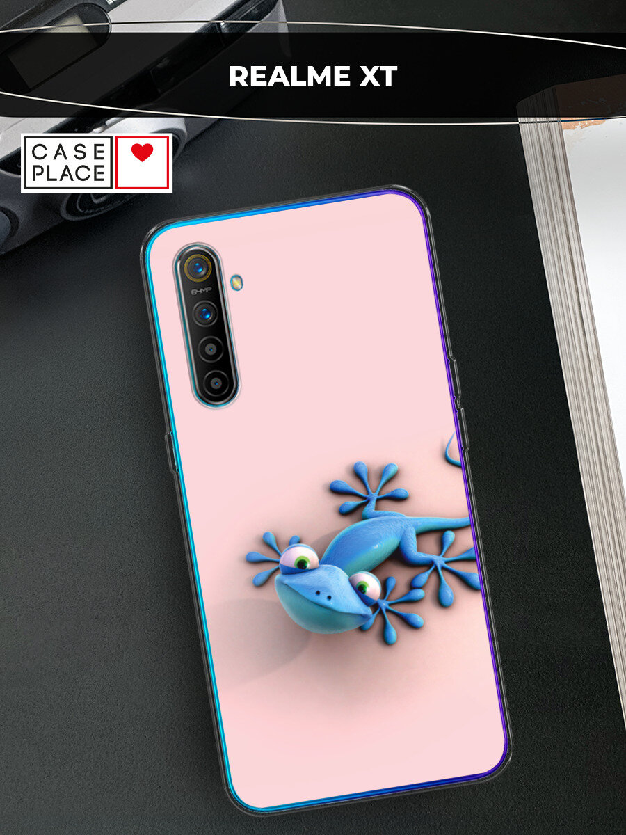 Чехол на Realme XT / Реалми XT с принтом Голубая ящерка