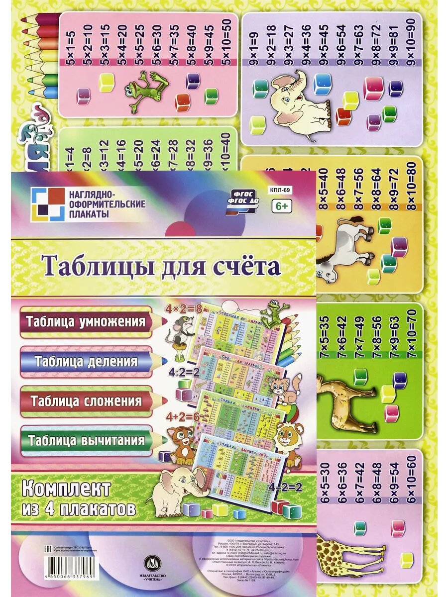 Таблицы для счёта. Комплект плакатов (4 плаката). ФГОС