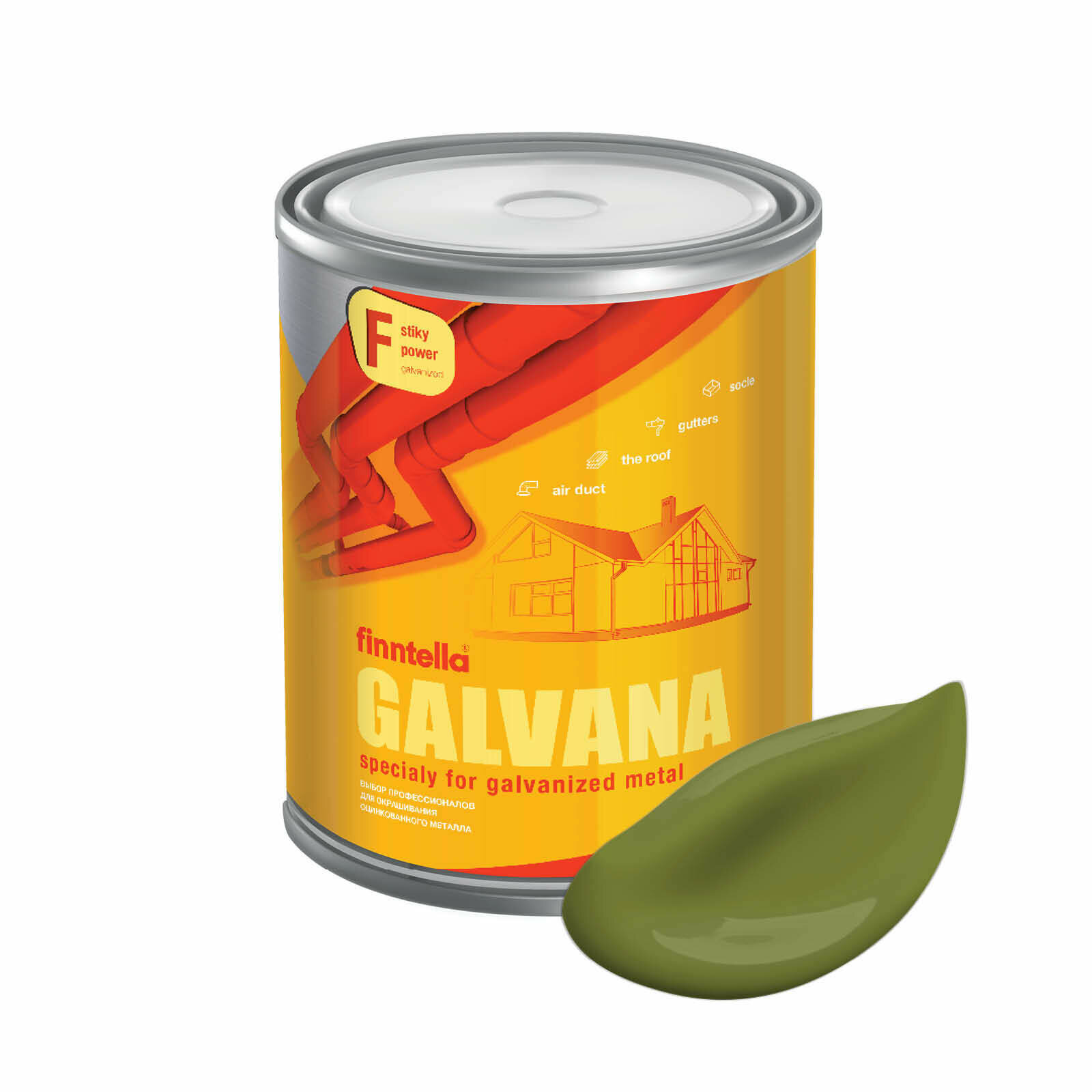 Краска GALVANA FINNTELLA Матовая, RUOHO травяной зеленый, 0,9л