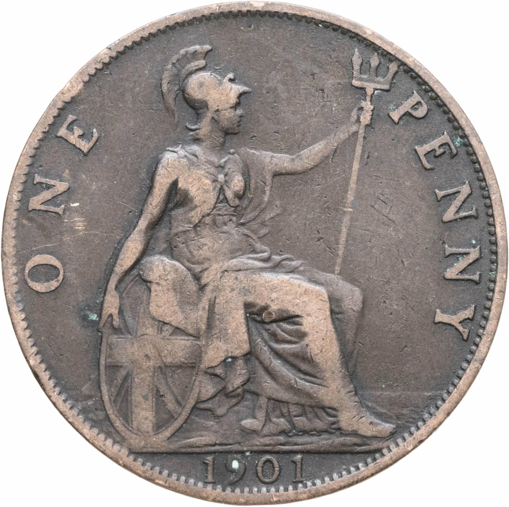 Великобритания 1 пенни penny 1901, Бронза, в сохранности VF