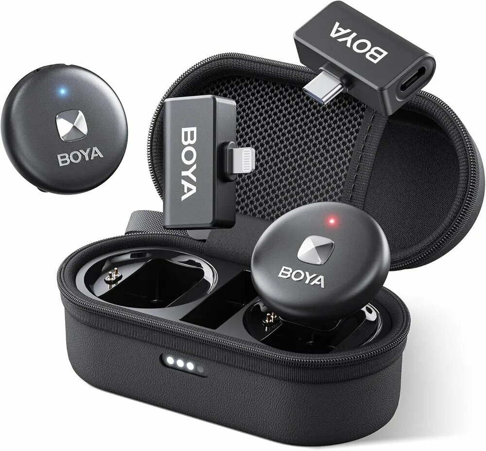 BOYA Микрофон универсальный BOYA Omic Микрофон 2TX 2RX черный type-c/lightning, черный