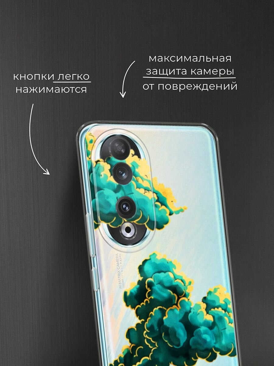 Чехол на Honor 90 / Хонор 90 с принтом Звезды с облаками, прозрачный — фото 1