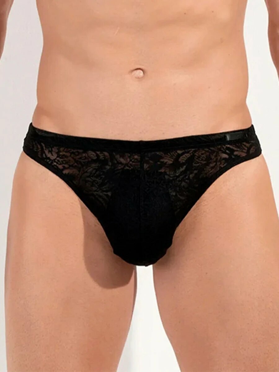 Мужские трусы стринги черные кружевные HOM Free Cut Lace 40-2886-0004 M (46)