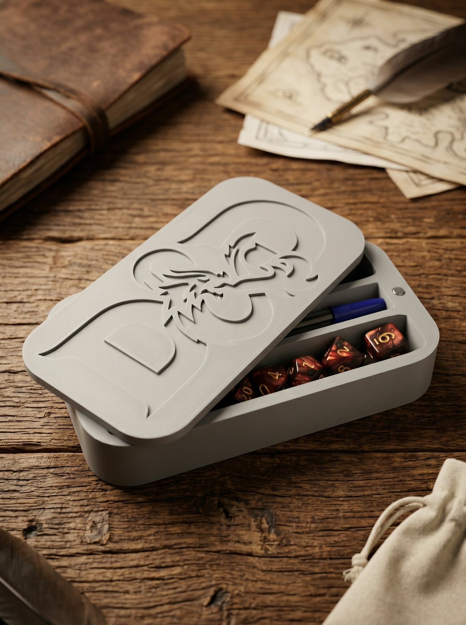 Игровой органайзер D&D с магнитным замком дайс-бокс для хранения костей