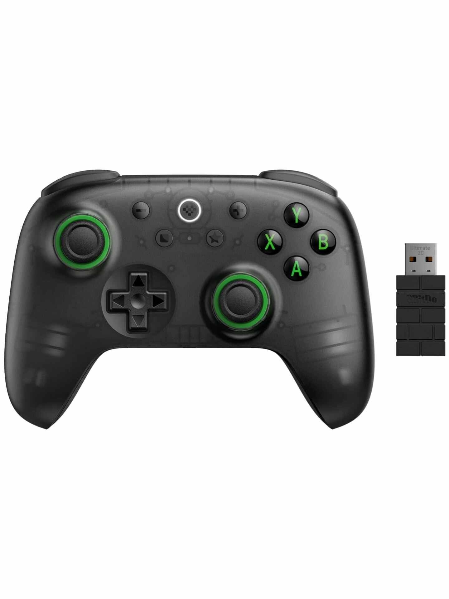 Беспроводной геймпад 8BitDo Ultimate 2C для ПК и Android, прозрачный черный/зеленый