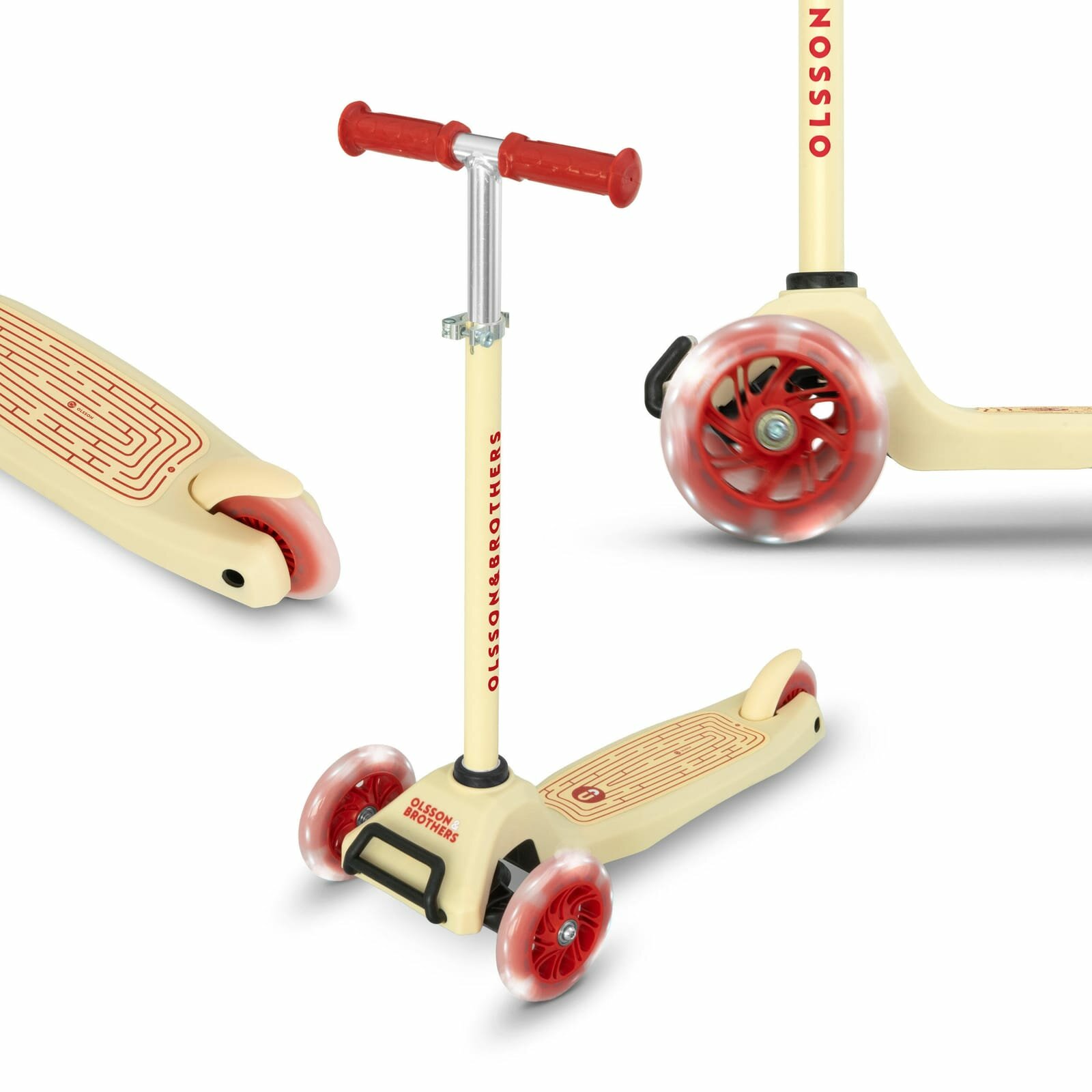 DECATHLON самокат Decathlon OLSSON POP, бежевый, регулируемая высота, abec 9, светящиеся колеса
