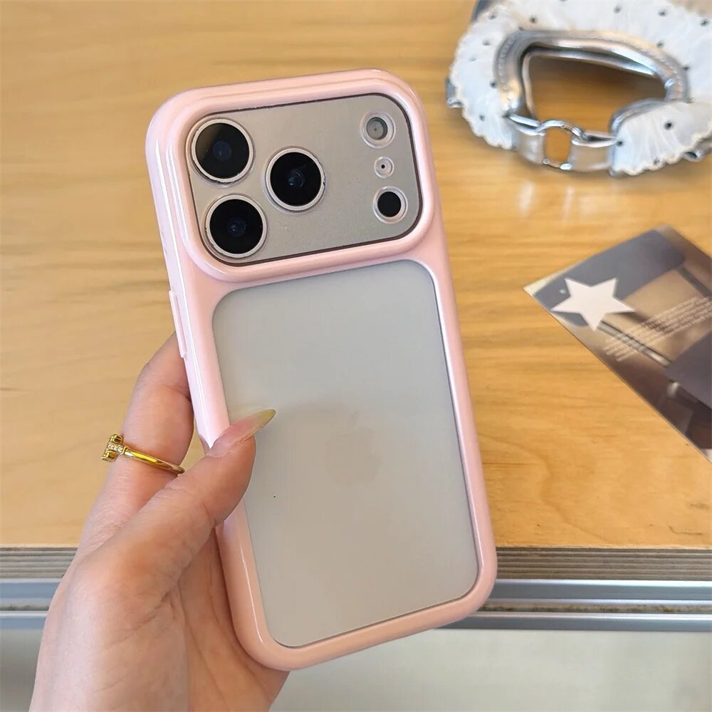 Прозрачные противоударные акриловые чехлы Simple Candy Color для iPhone17 Про Макс, Розовый, PK