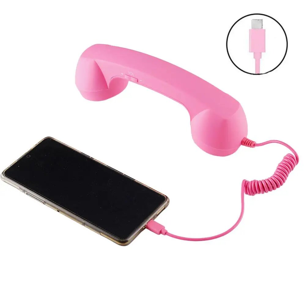 Ретро-наушники 3,5 мм/Type-C Розовый, Pink-C interface