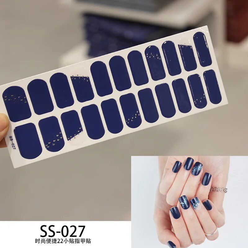 Лазерные бронзовые наклейки для ногтей Синий, SS027