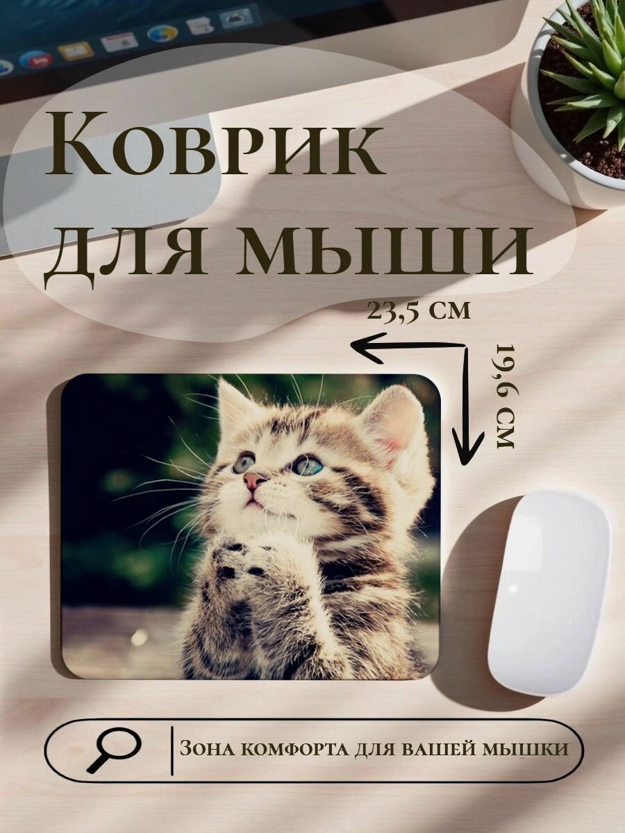 Коврик для мыши котёнок просит прощения пушистый геймерский