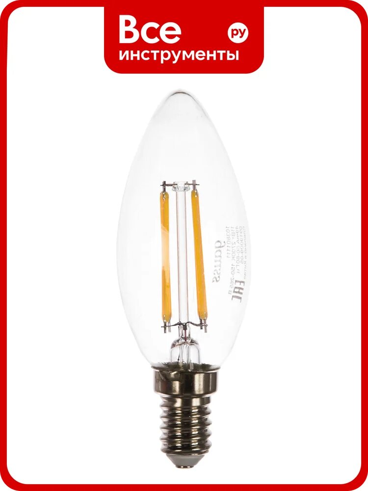 Лампа Gauss филаментная E14 свеча 11W 2700К теплый свет LED, 103801111