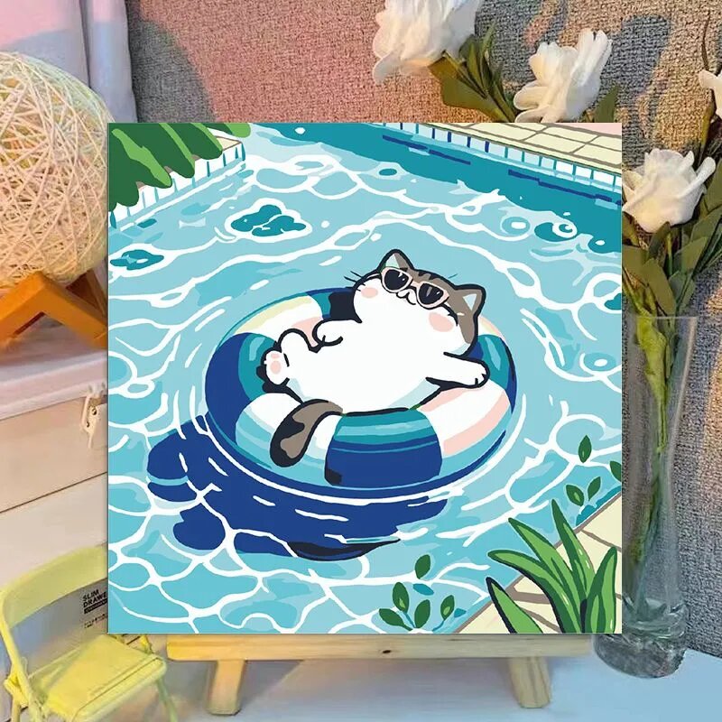Картина по номерам, 20x20 CM, Кошки и собаки, Мультфильмы, подарки для детей, декомпрессия