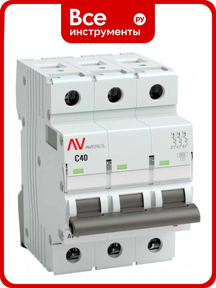 Автоматический выключатель EKF AVERES AV-6, 3P, 40A, 6kA mcb6-3-40C-av