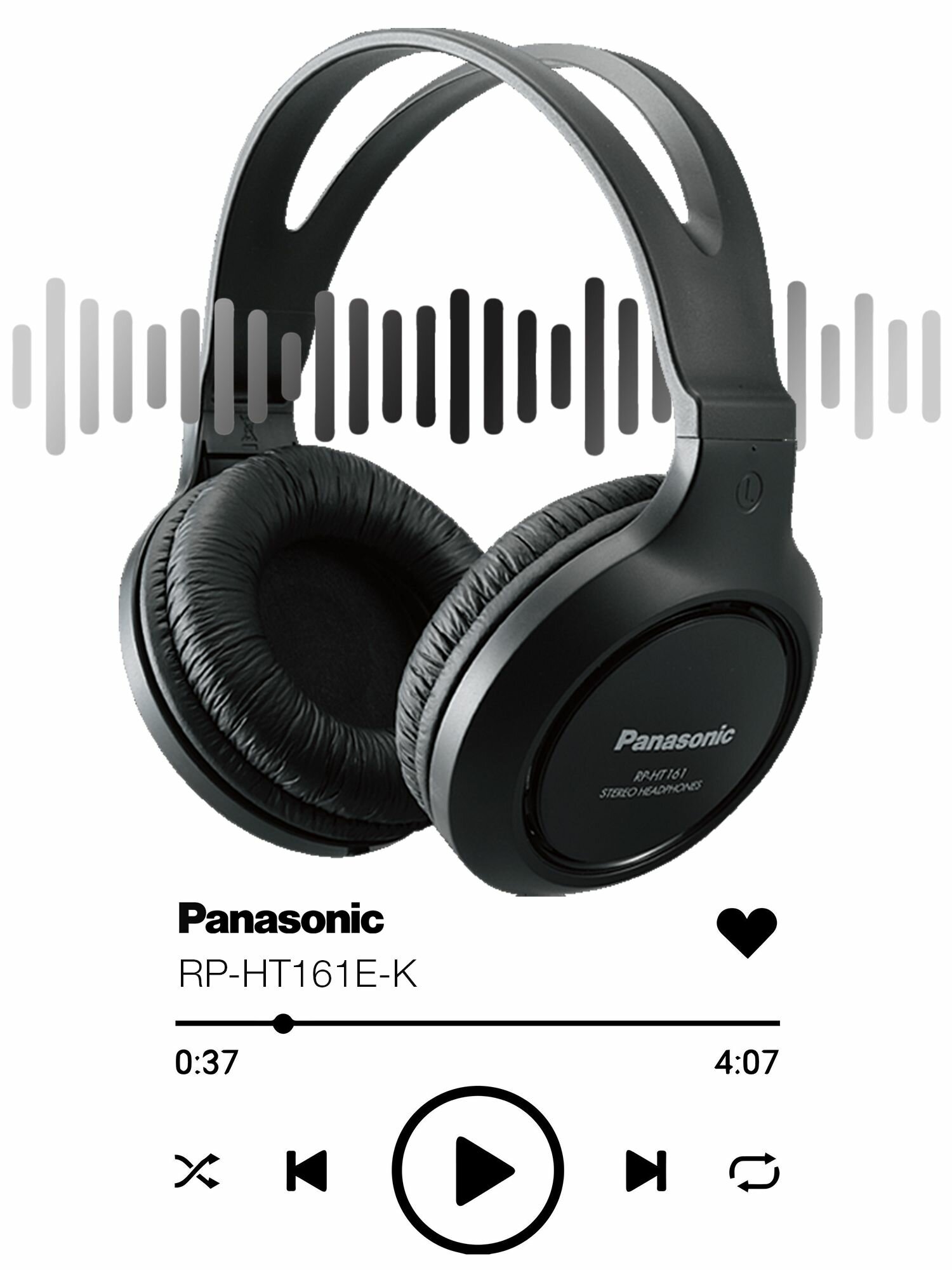 Полноразмерные мониторные наушники Panasonic HT161E-K , накладные и чёрные