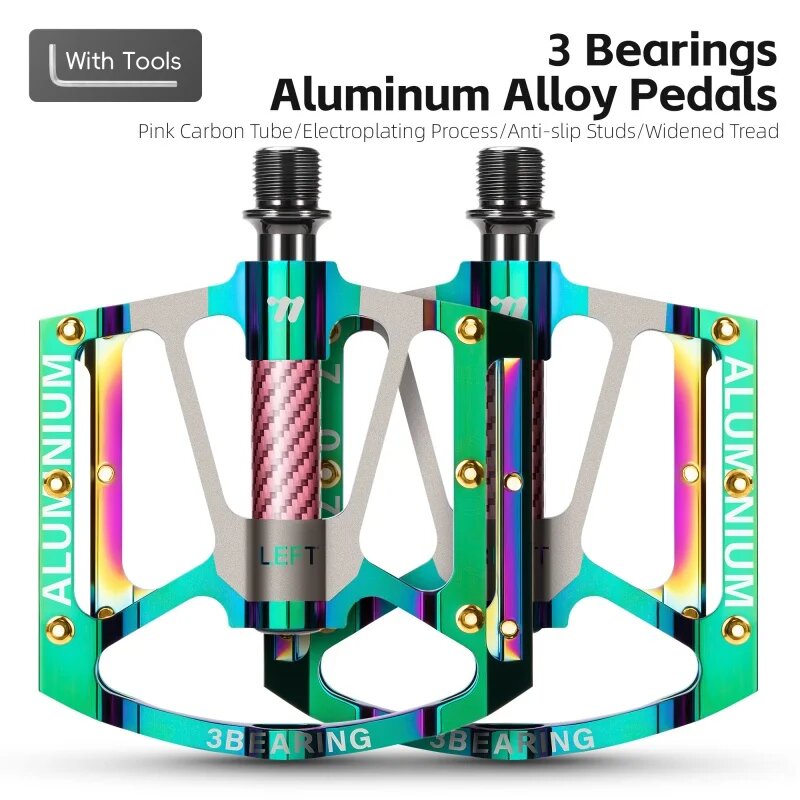 WEST BIKING Педали из алюминия 3 подшипника Green