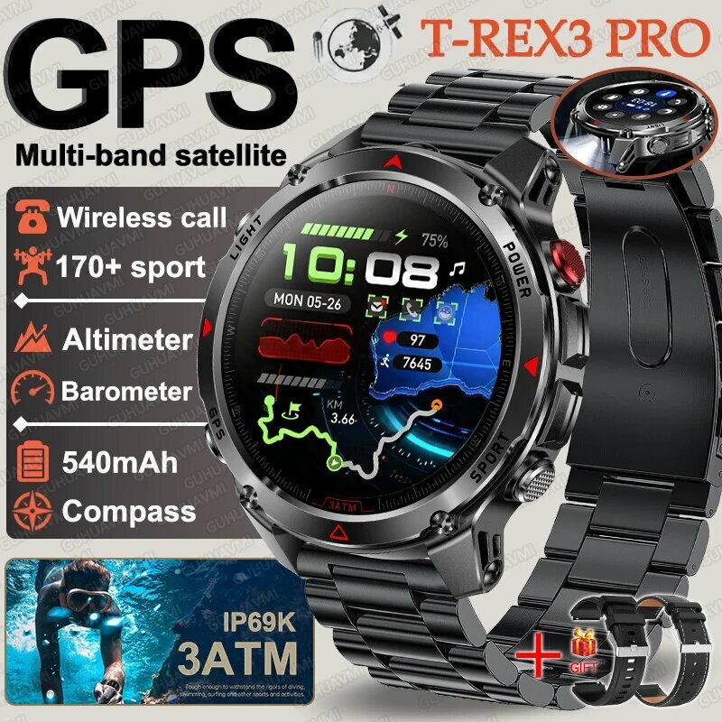 T-Rex 3 Pro GPS умные часы, Black Steel 2A