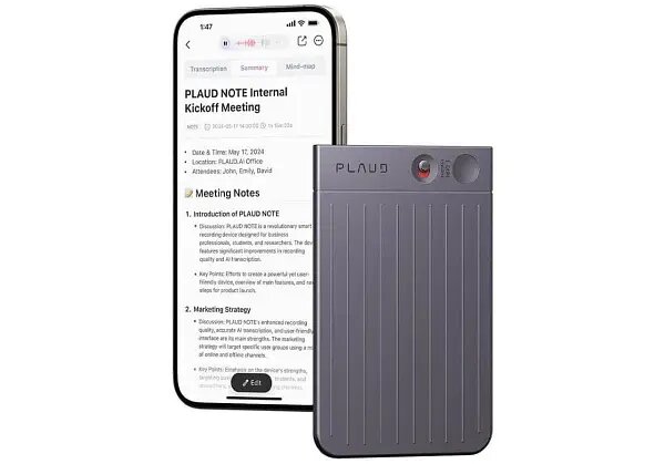 Умный диктофон Plaud Note 64ГБ 1536 kbps Bluetooth ( Gray | Серый ) — фото 1