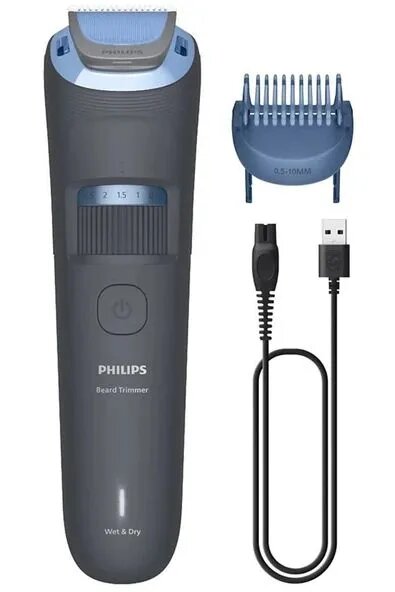 Philips Электробритва Машинка для стрижки бороды и волос BT3617/15, серый, голубой