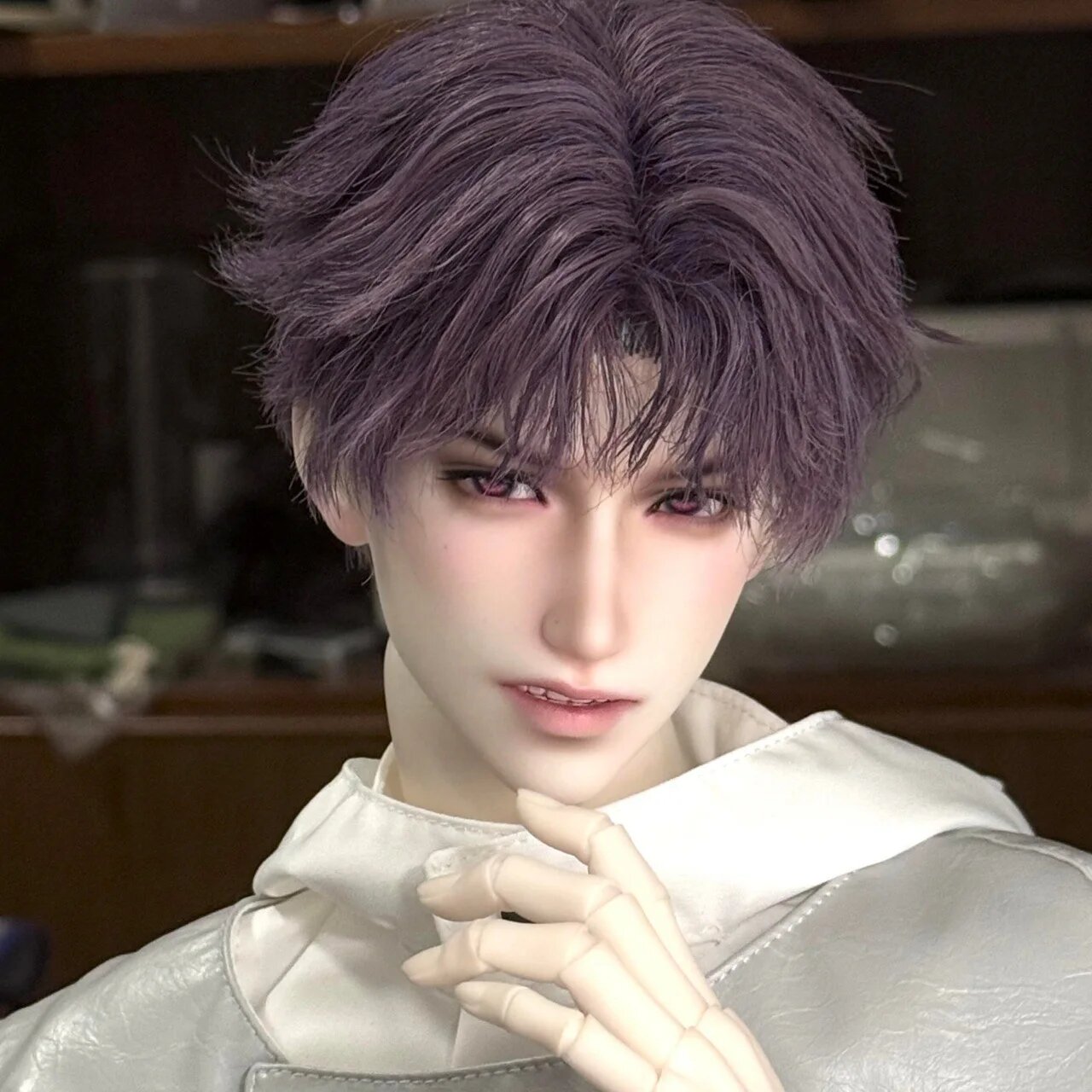 Фиолетовый термостойкий парик для кукол BJD 1/3, 1/4, 1/6 doll wig, 22-23cm Head size