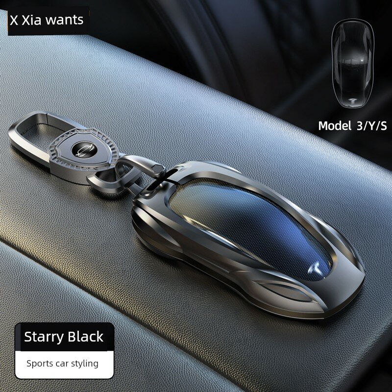 Кейс для ключей Tesla Model 3/Y/S — черный с щитовым брелоком