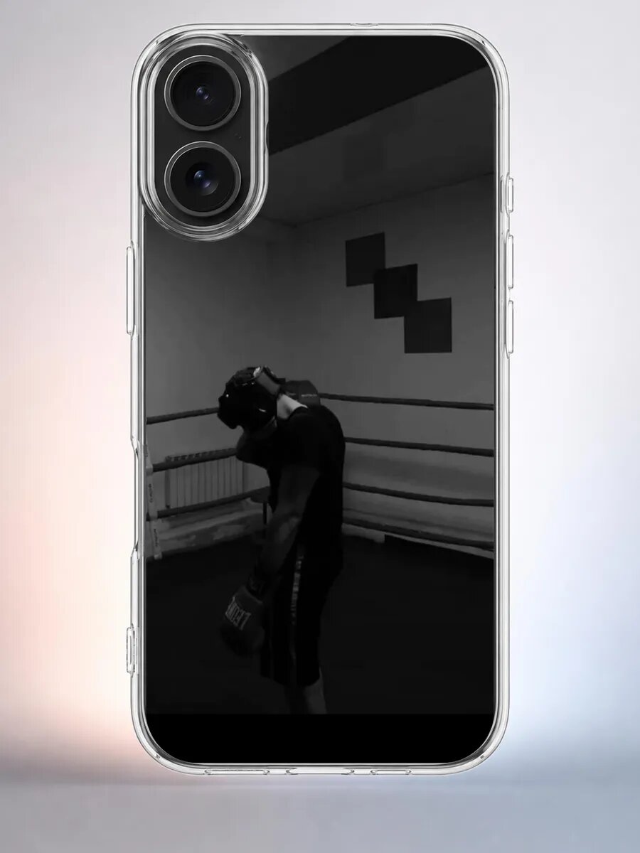 Чехол iPhone 16 боксёр на ринге силиконовый прозрачный