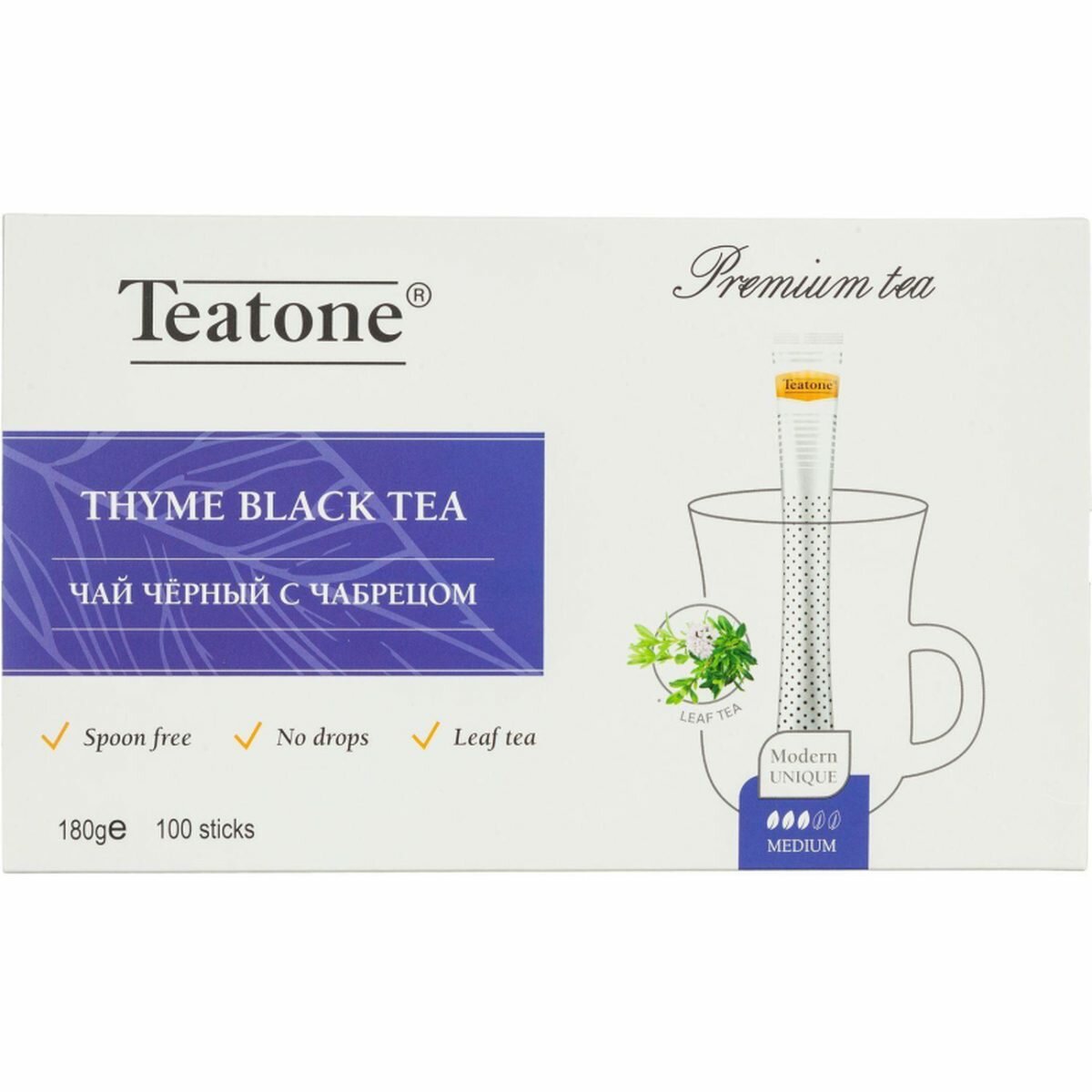 Чай Teatone черный с чабрецом 100 стиков