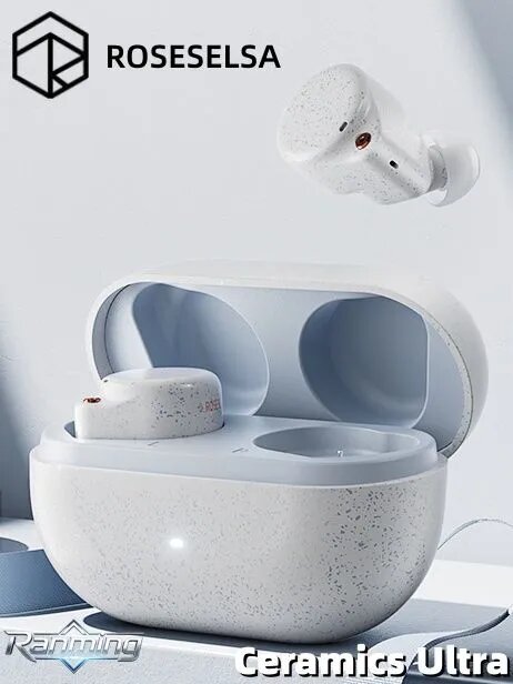 Наушники беспроводные с микрофоном Ceramics Ultra, Bluetooth, USB Type-C, белый, лазурный