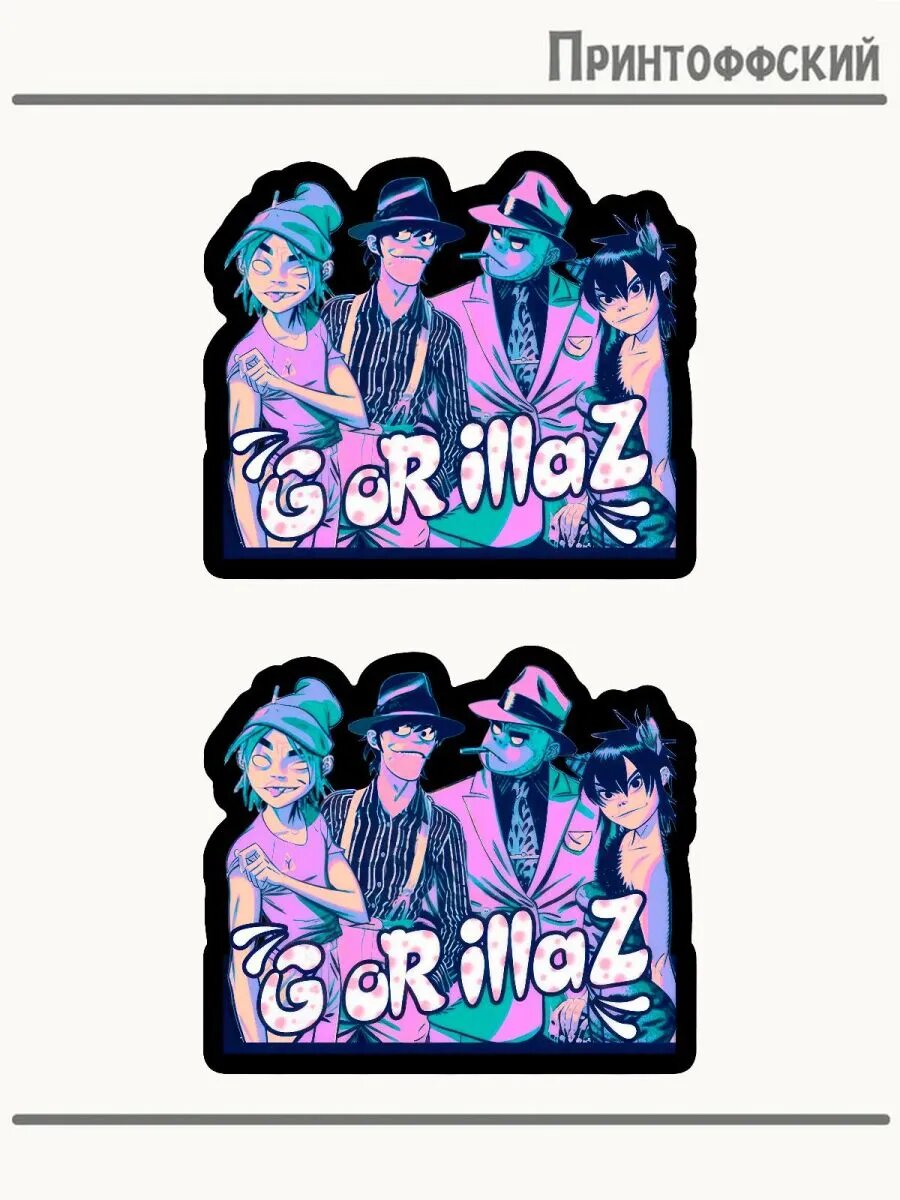 2-е (Две) Термонаклейки группа gorillaz в фиолетовом цвете